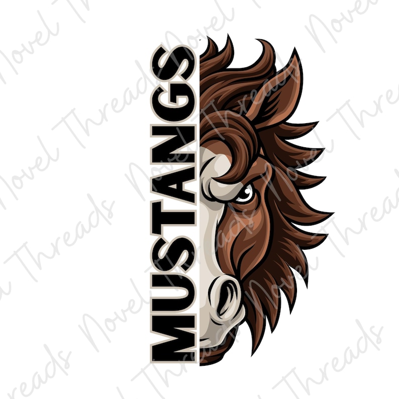 Mustang Mascot Split Design PNG & JPG | School Spirit Sublimation ...