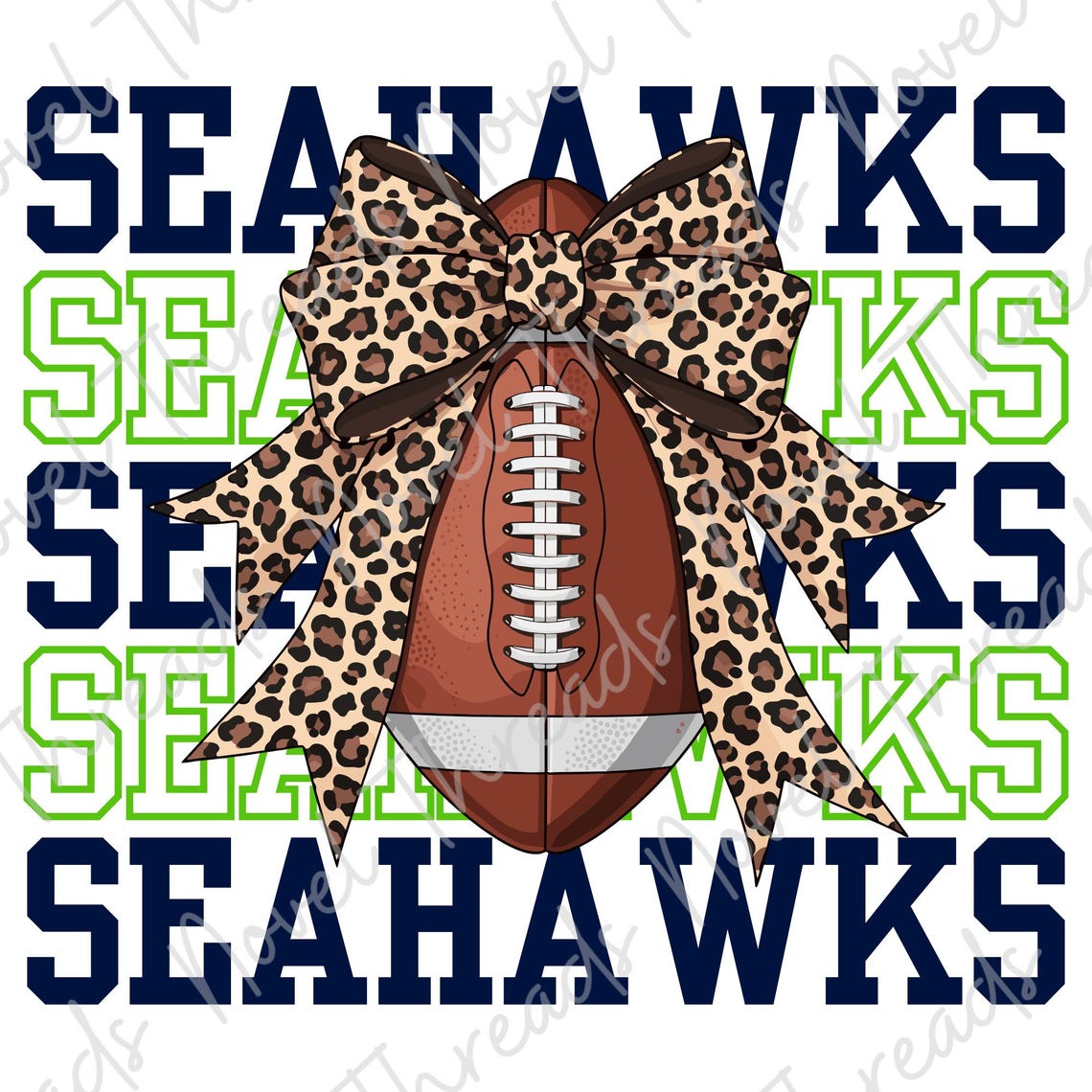 Seahawks Leopard Bow PNG JPG | Seattle Seahawks Football Sublimation ...