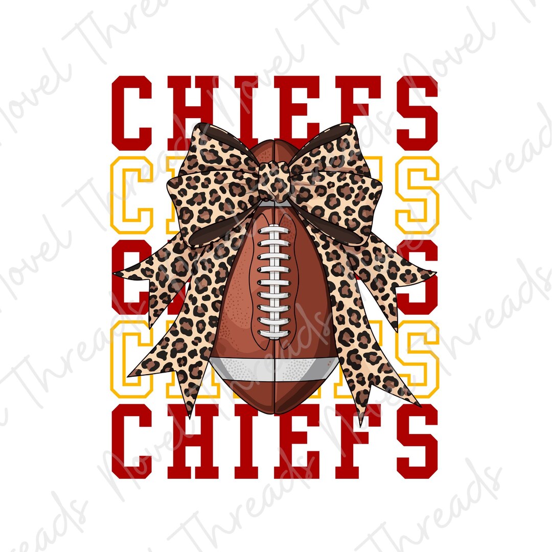 Chiefs Leopard Bow PNG JPG | Kansas City Football Sublimation Design ...