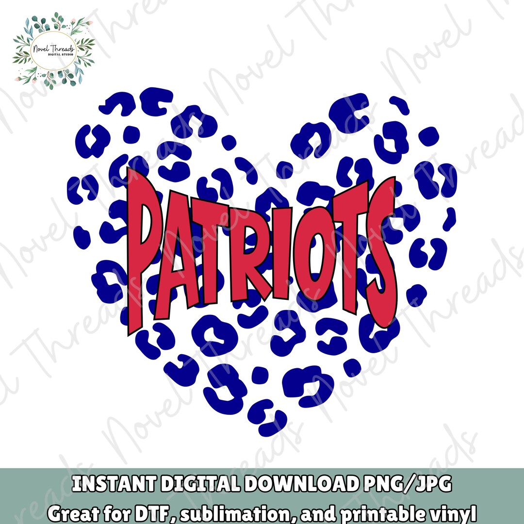 Patriots Heart PNG JPG | Girly Leopard Print Patriots Design | Feminine ...