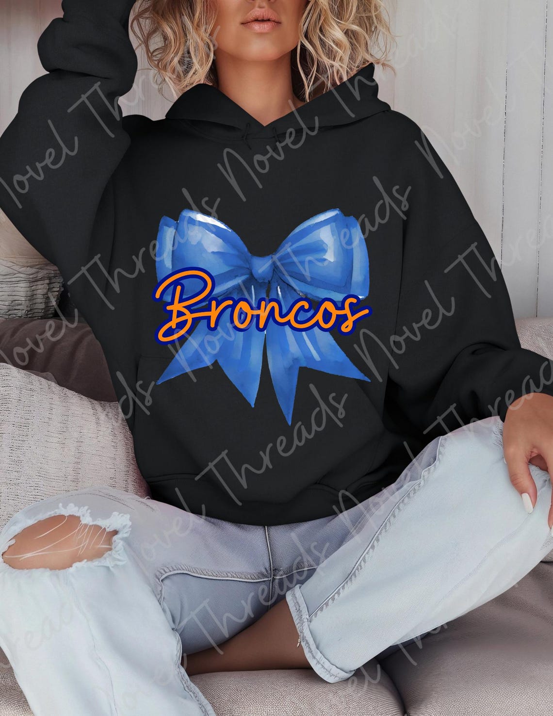 Denver Broncos Bow PNG JPG | Cute Mascot Spirit Clipart | Game Day Bow ...