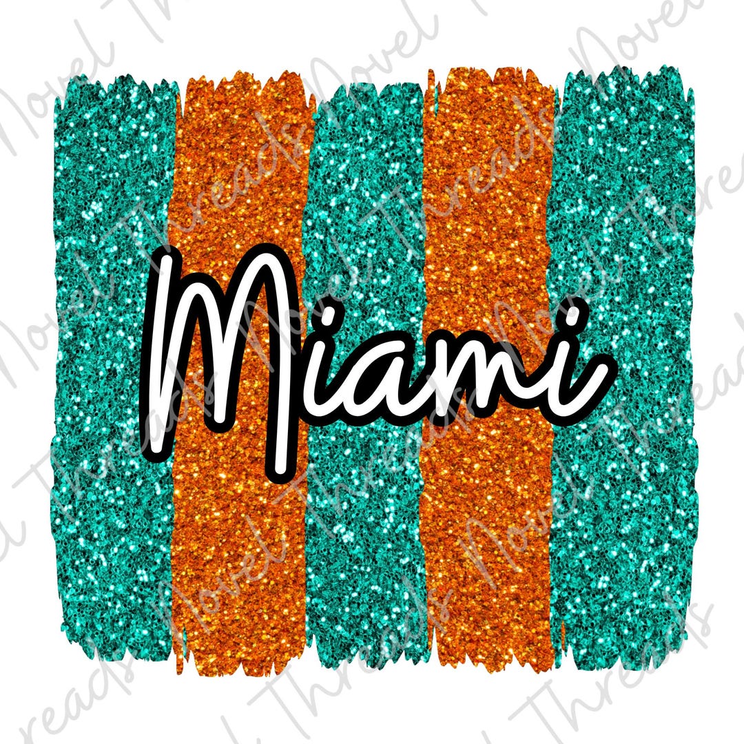 Miami Glitter Stripe Girly PNG JPG Sublimation Design | Aqua and Orange ...