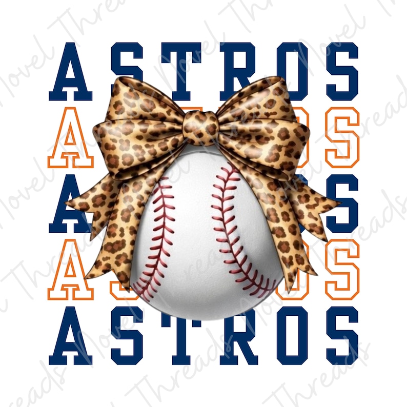 Astros Baseball Leopard Bow PNG | Baseball Mom Sublimation | DTF ...