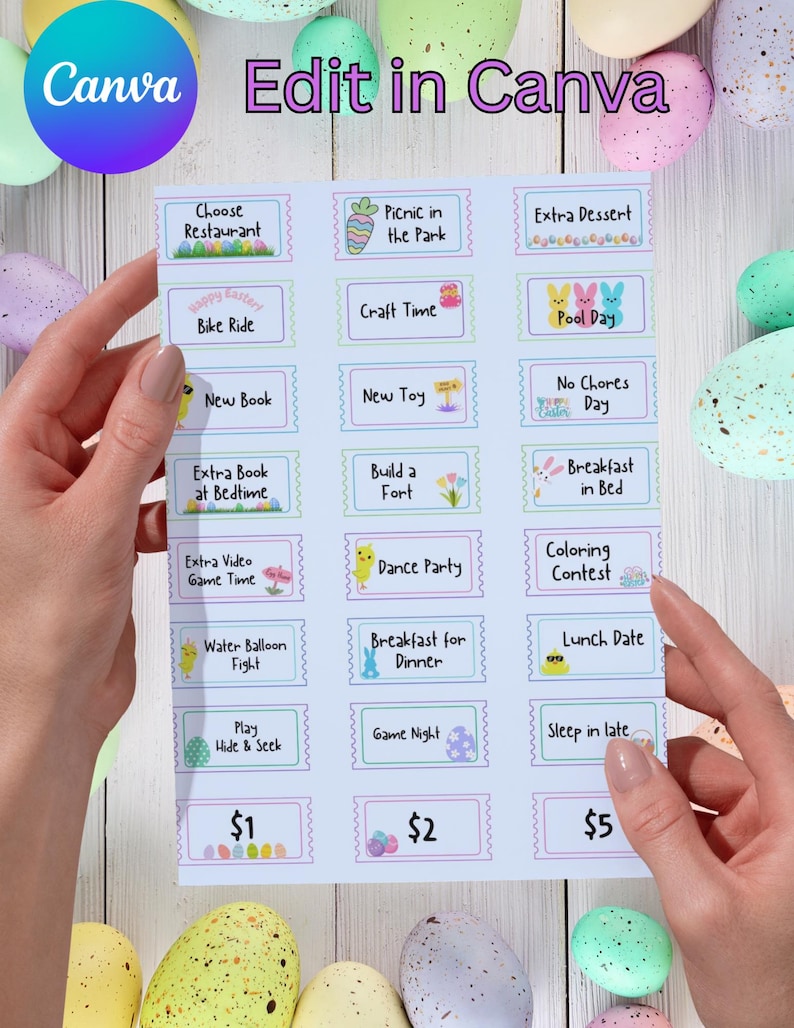 Easter Egg Coupons for Kids | Printable Easter Tickets | Easter Basket ...