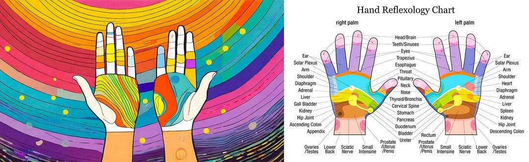 Reflexology Hand Chart With Bonus Hand Poster Art - Etsy