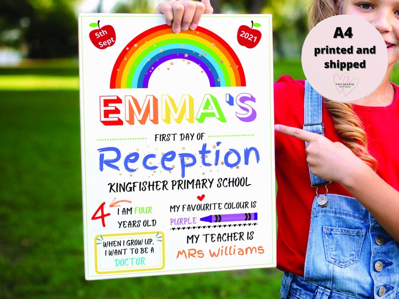 First Day of School Personalised A4 Print Back to School - Etsy UK