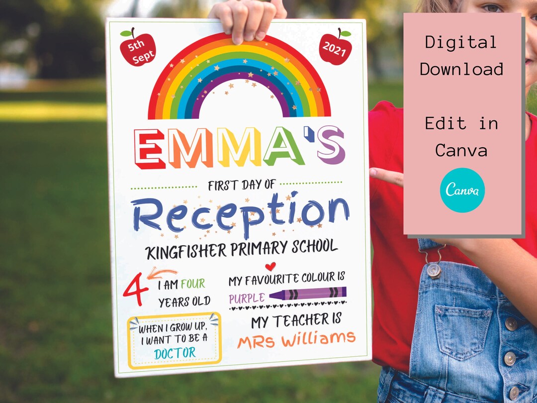 Editable First Day of School Personalised Template to Print Yourself ...