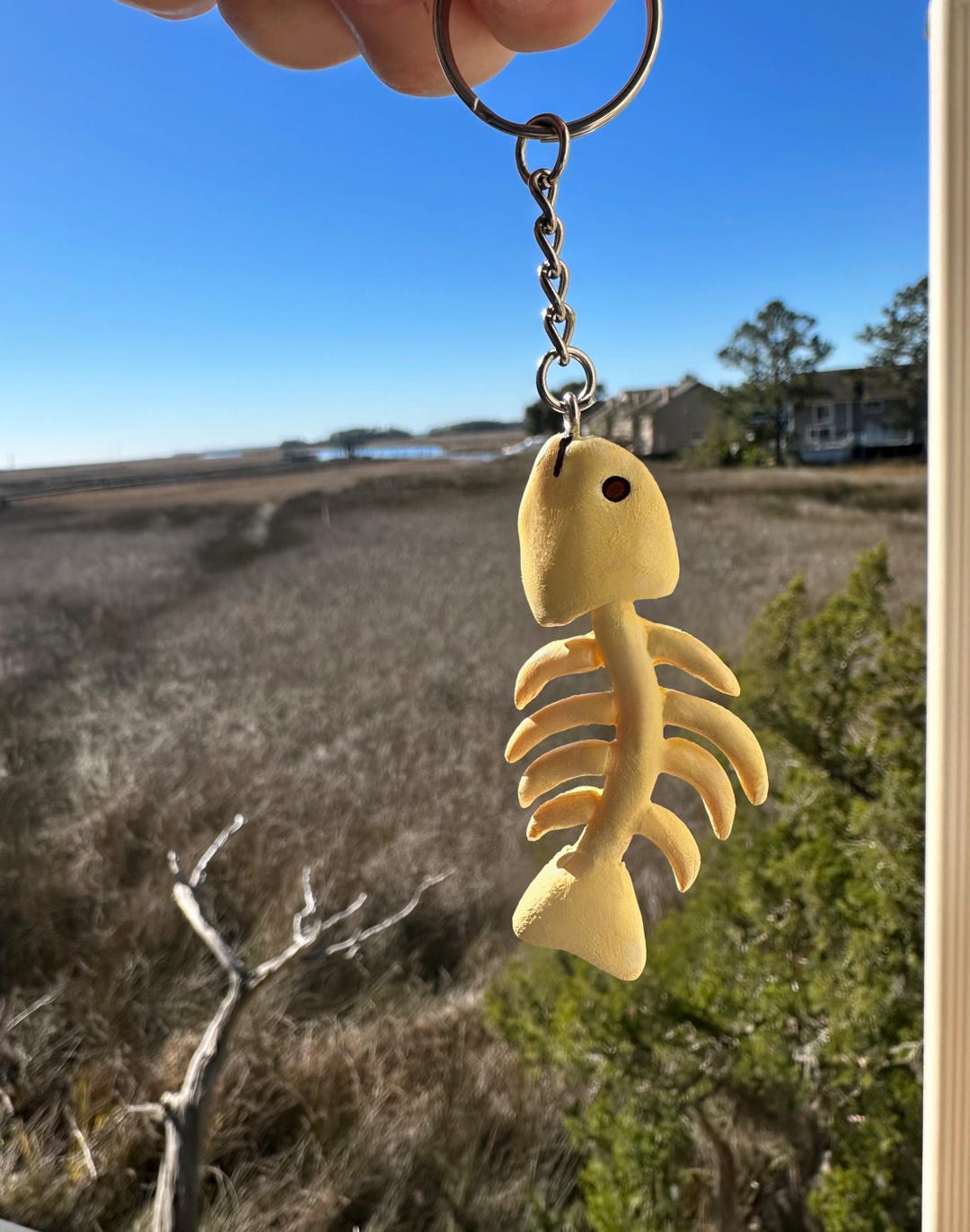 Handmade Clay Fish Bone Keychain - Fishing Gift - Etsy