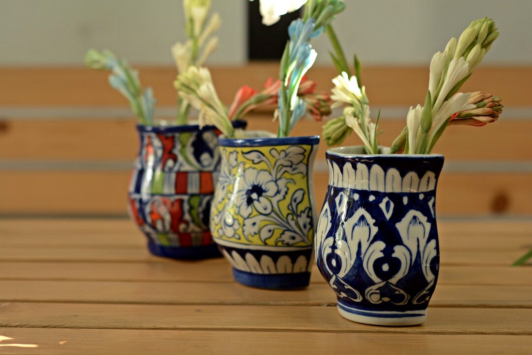 Set of 3 Blue Pottery Wall Planters Indoor & Outdoor Wall - Etsy