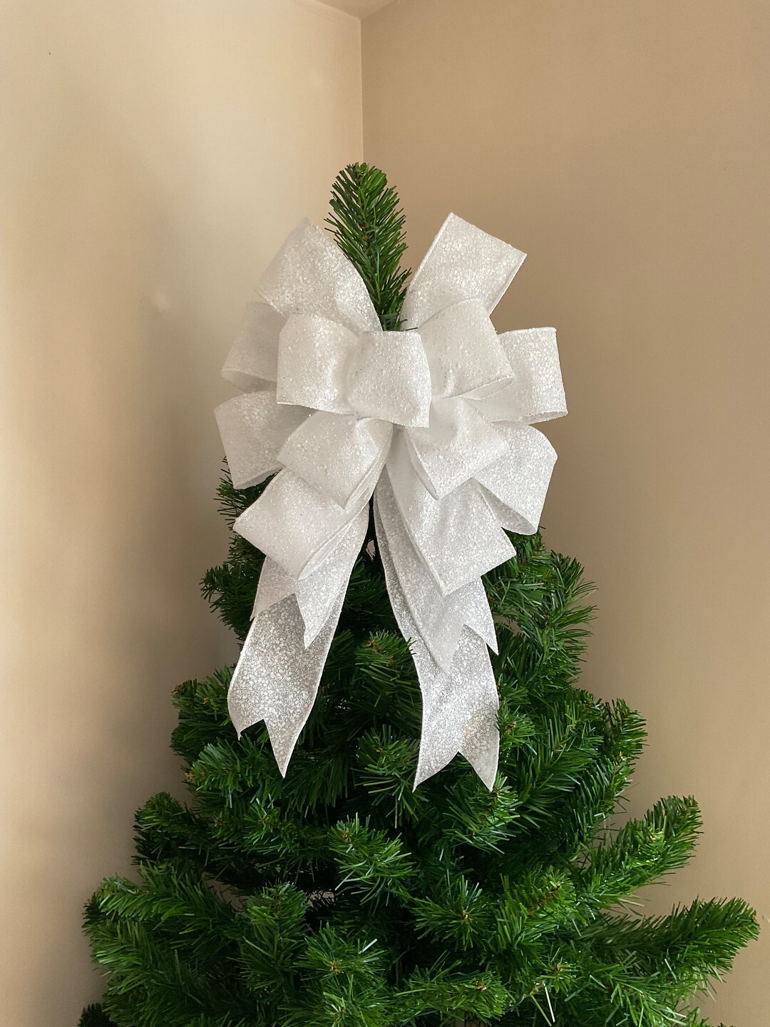 Luxury Premium White Glitter Tree Topper - Etsy UK