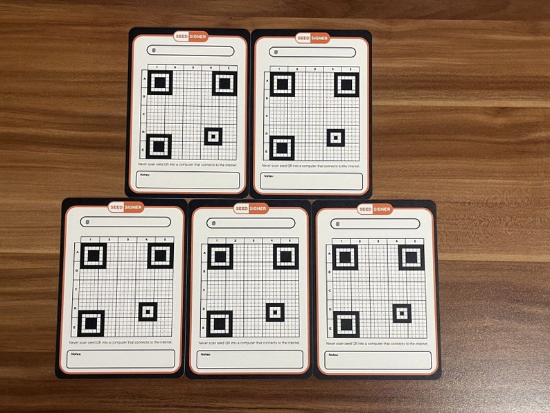 5x Seedsigner QR Code Cards - 12 & 24 Words - Grid 25x25 - Etsy