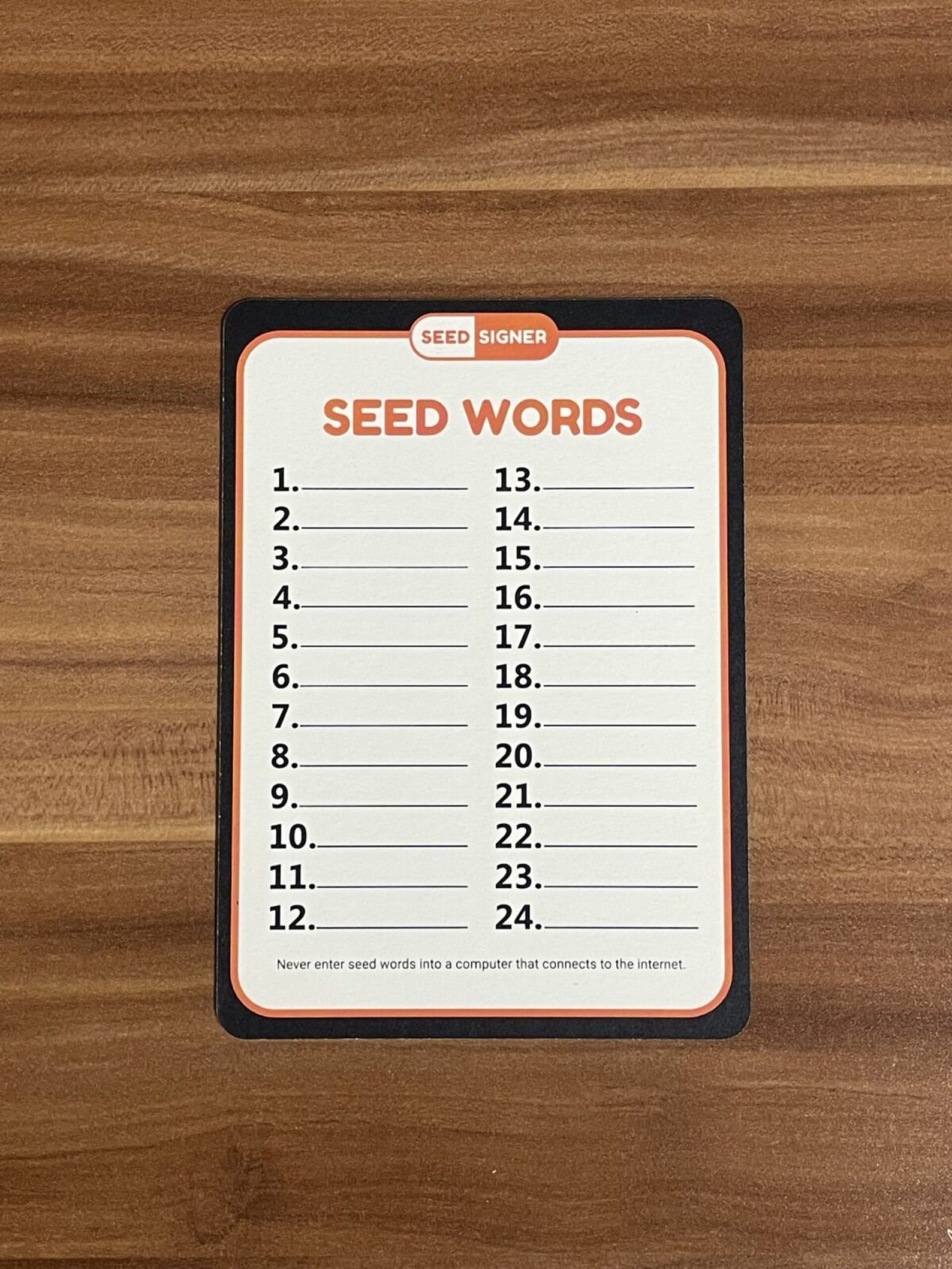 5x Seedsigner QR Code Cards - 12 & 24 Words - Grid 25x25 - Etsy