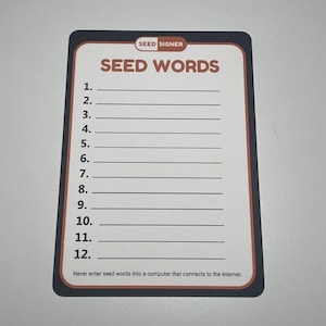 5x Seedsigner QR Code Cards - 12 Words - Grid 21x21 - Etsy