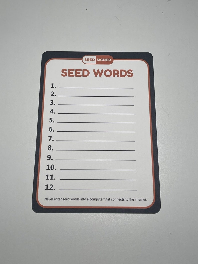 5x Seedsigner QR Code Cards 12 Words Grid 21x21 - Etsy