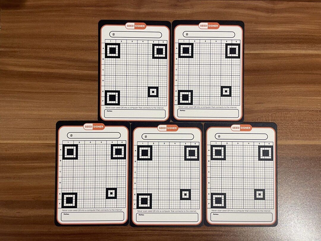 5x Seedsigner QR Code Cards - 24 Words - Grid 29x29 - Etsy