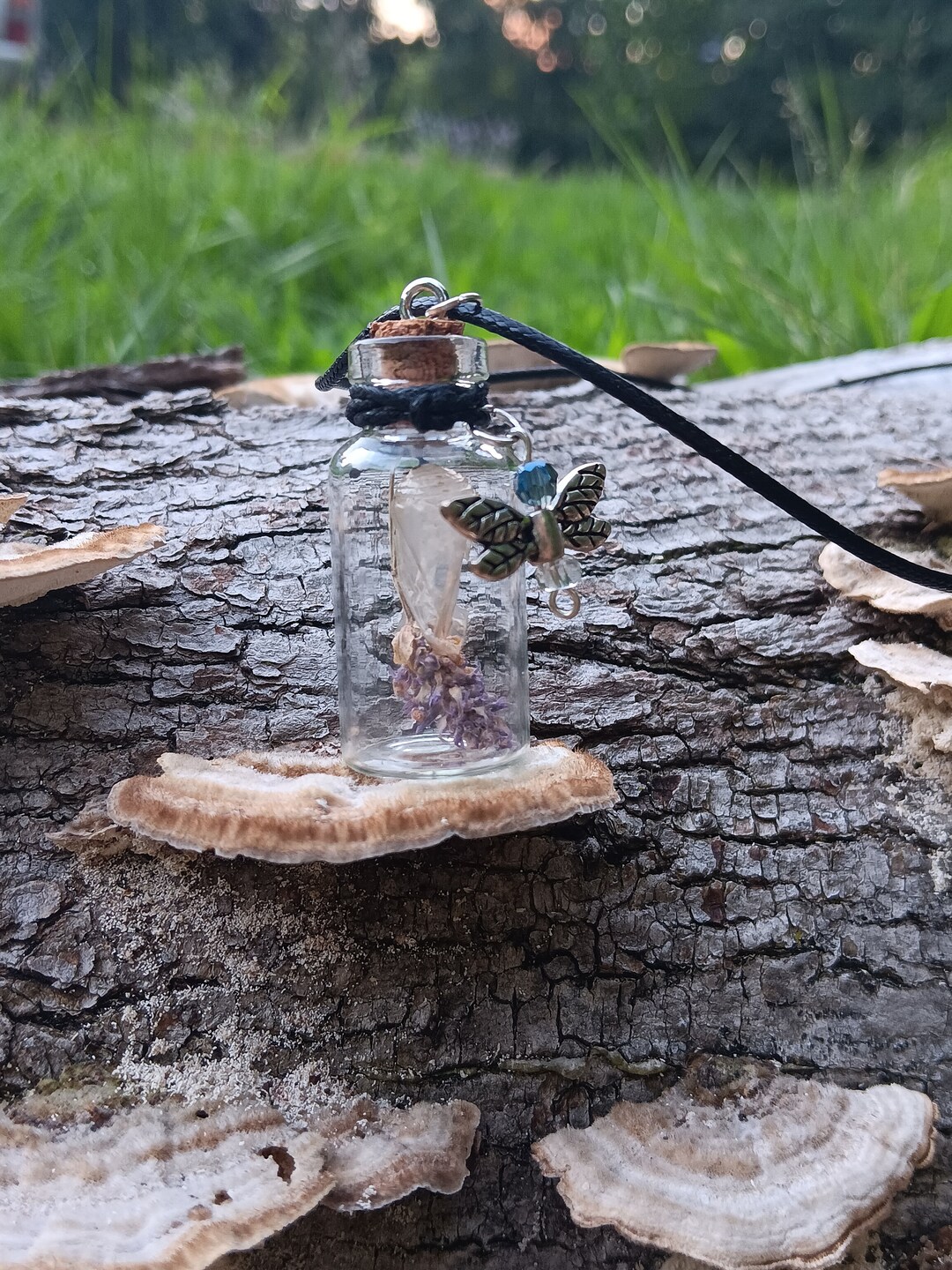 Monarch Butterfly Chrysalis and Flower Necklace, Bottle Necklace With ...