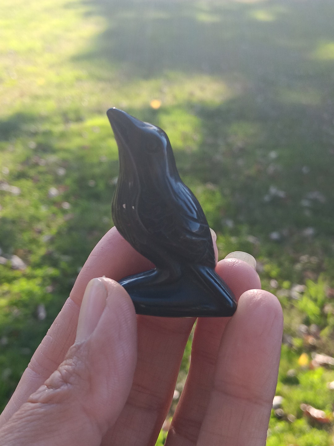 Crow, Crystal Raven, Pyrite Crow, Obsidian Raven, Black Crow, Tiny ...