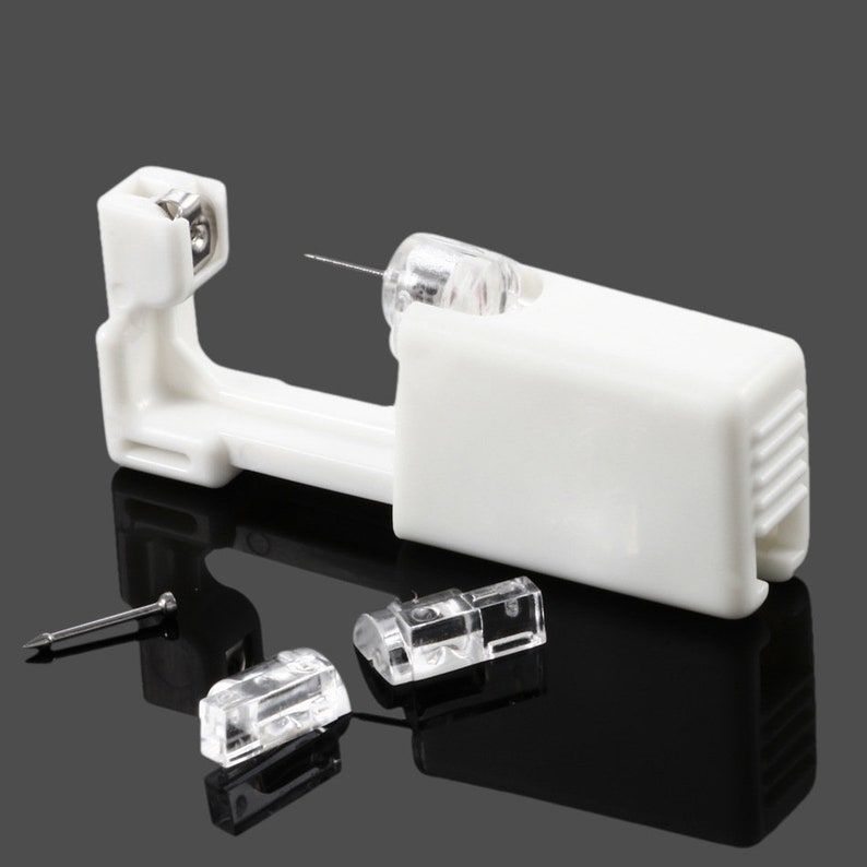 Ear Piercing Kit - Gold/silver/black Earring and Cleaning Pad Piercer ...