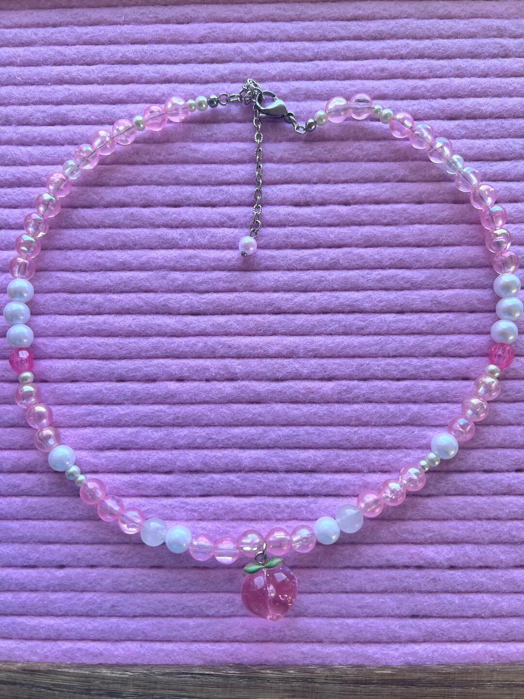 Cute Peach Necklace. Adjustable. - Etsy