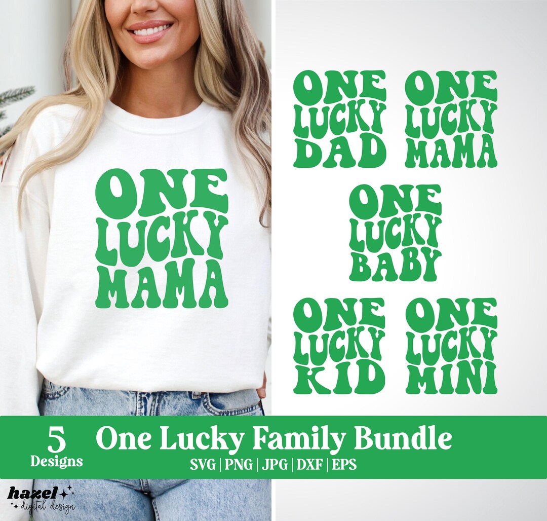 One Lucky Family Bundle Svg, Lucky Mama, Mini, Baby, Dad, St.patrick’s ...