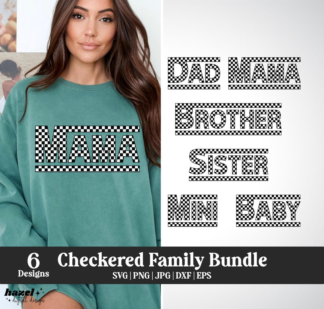 Checkered Family Svg, Bundle, Mama Mini Svg, Dad Mini, Mother's Day Svg ...
