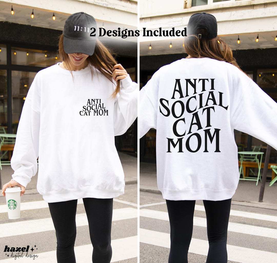 Anti Social Cat Mom Svg, Cat Mom Png, Trendy Cat Svg, Cat Owner Gift ...