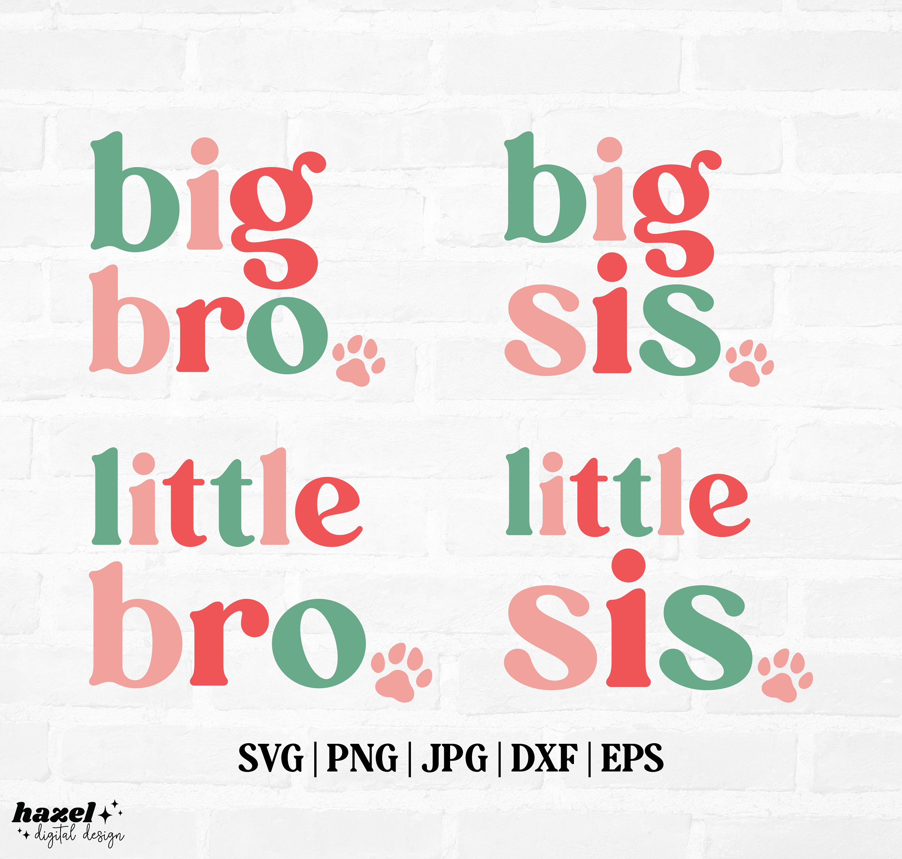 Dog Siblings Svg, Big Little Sibling Set, Big Bro, Big Sis, Little Bro ...