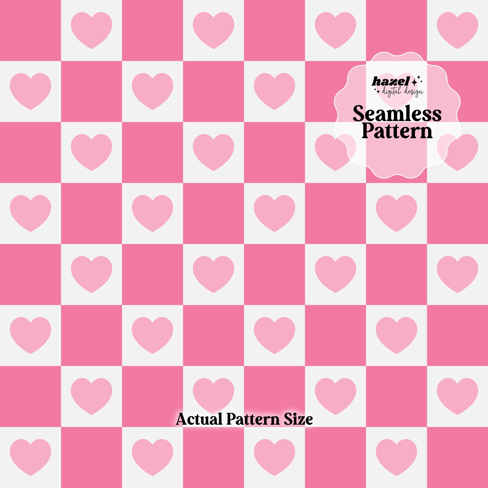 Seamless Digital Pattern, Checkered, Coquette Valentines, Heart Checker ...