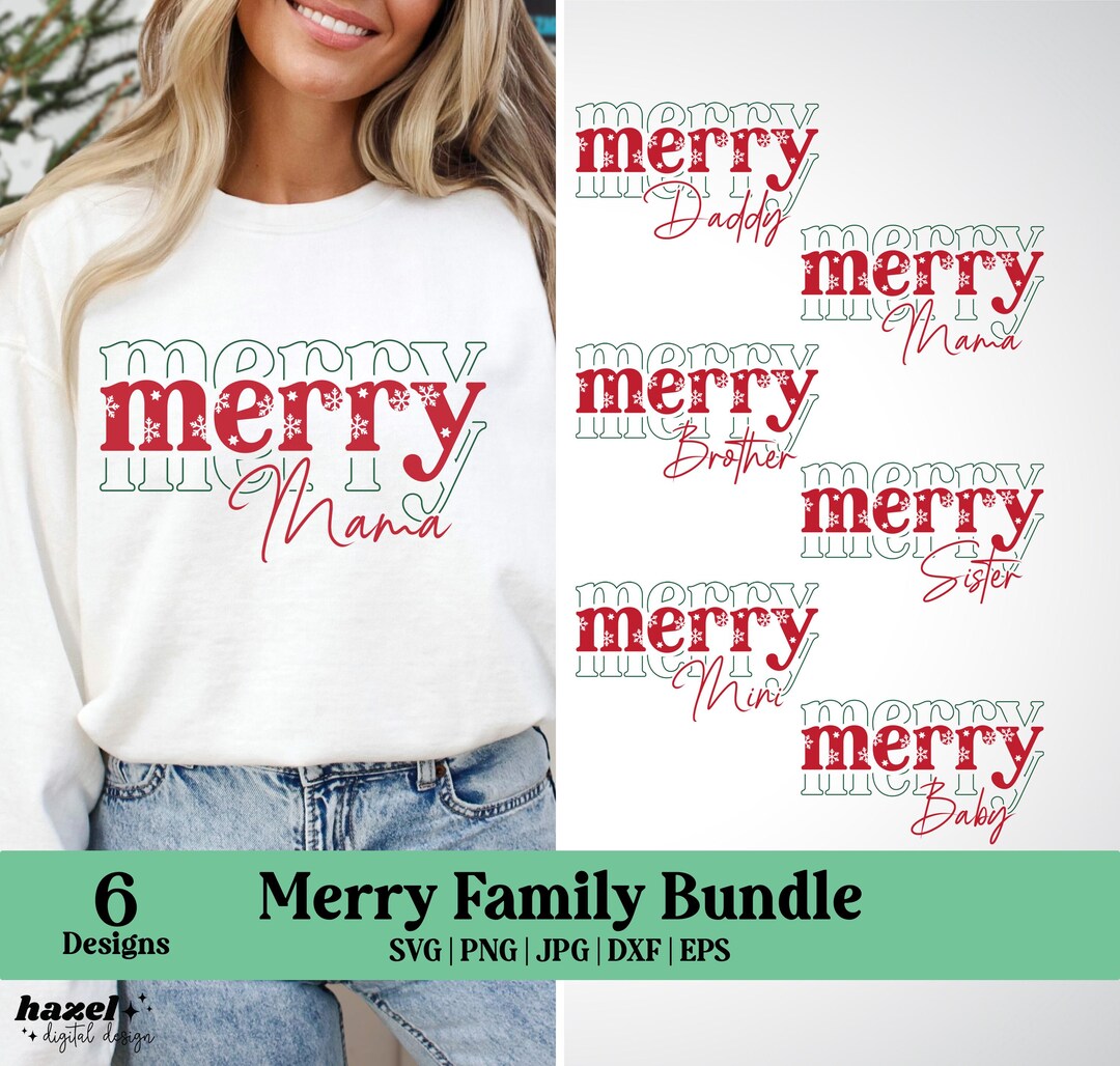 Merry Family Svg, Bundle, Merry Mama, Merry Mini, Christmas Png, Trendy ...