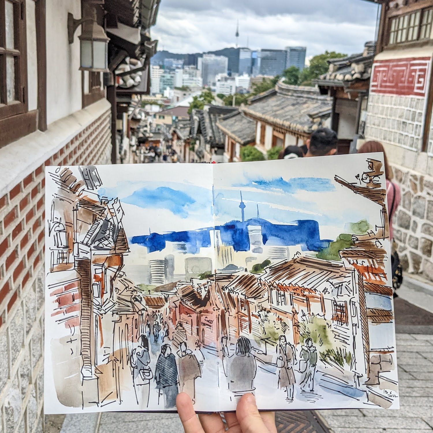 Printable Art Download of Seoul Hanok Village, South Korea A4 & Letter ...