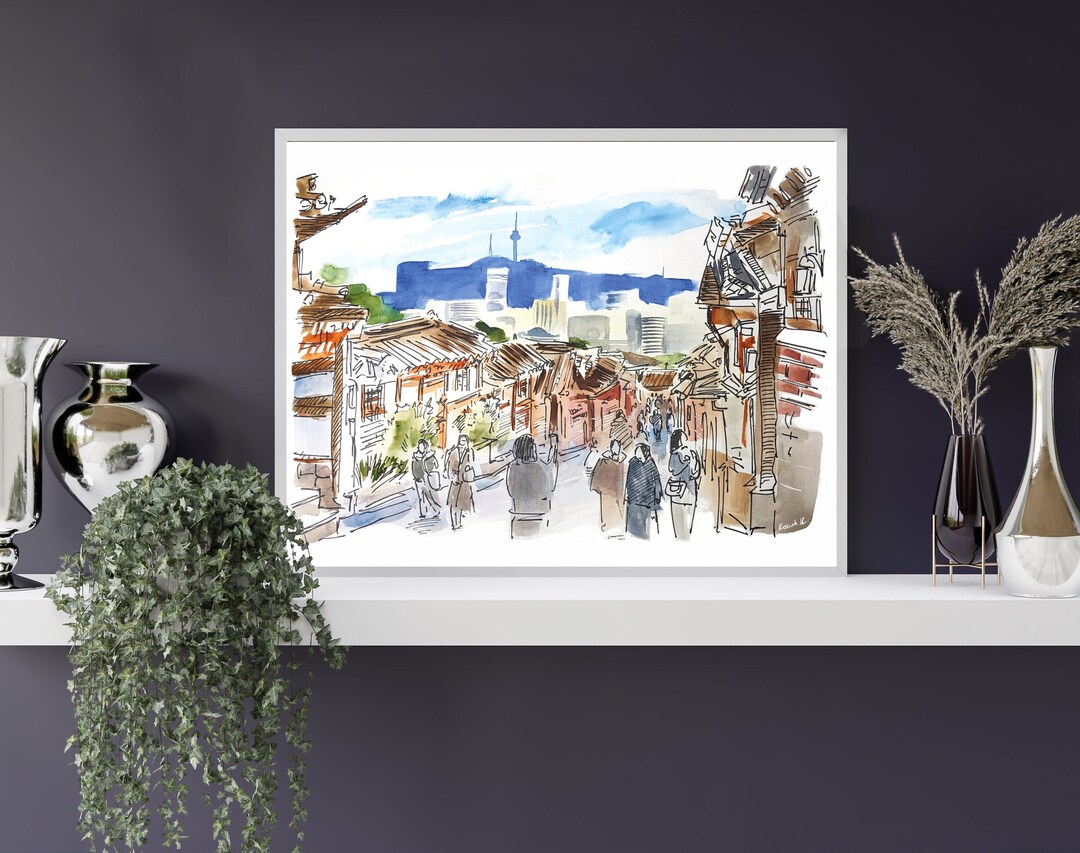 Printable Art Download of Seoul Hanok Village, South Korea A4 & Letter ...