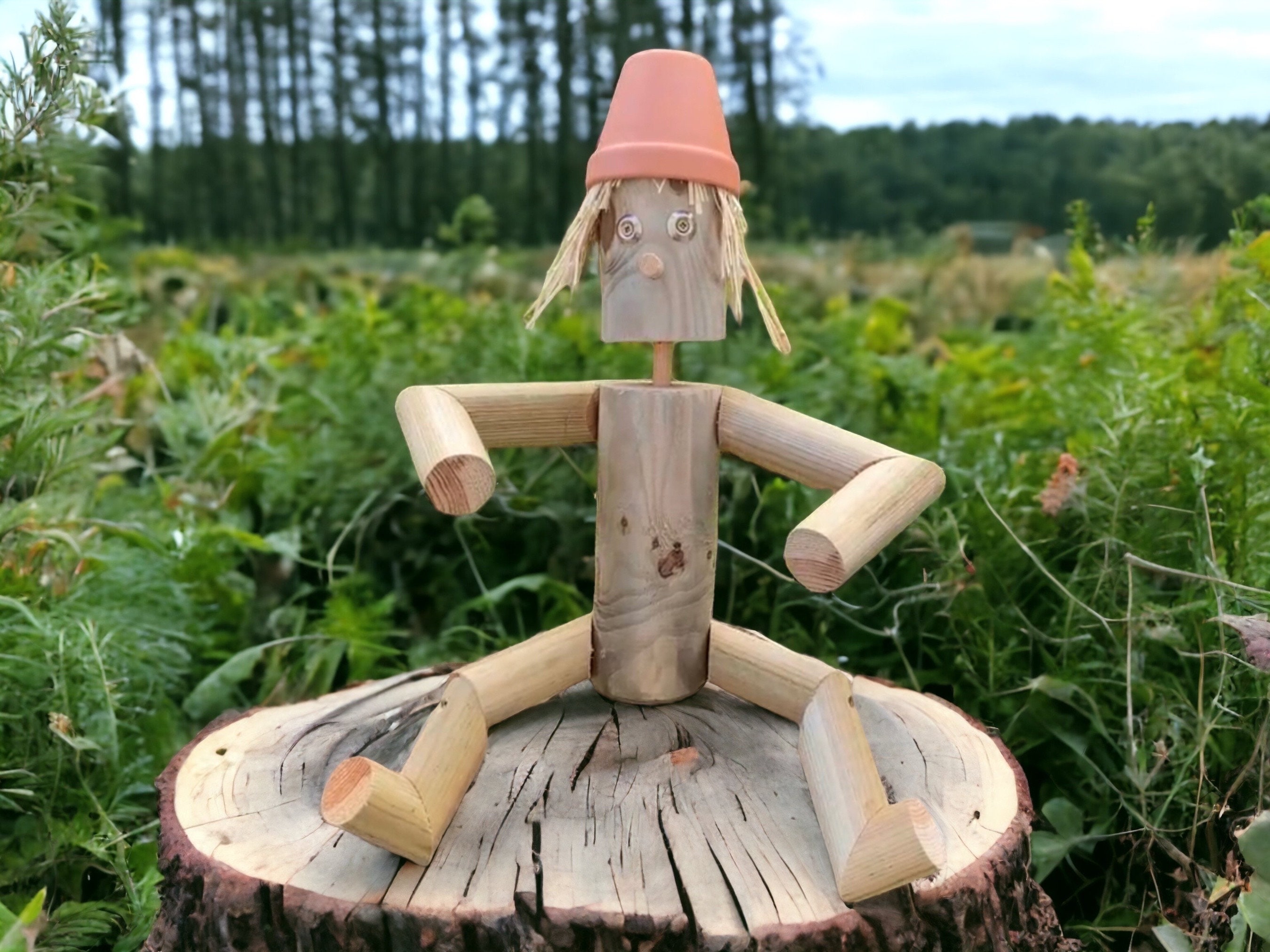 Wood Garden Ornament Flower Pot Man, Figure, Statue, Decoration, Gnome ...