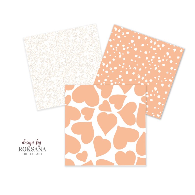 Peach Fuzz Color 2024 Floral Digital Paper, Set for Scrapbooking, Card ...