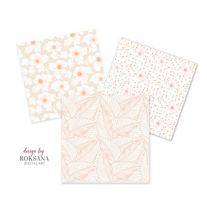 Peach Fuzz Color 2024 Floral Digital Paper, Set for Scrapbooking, Card ...