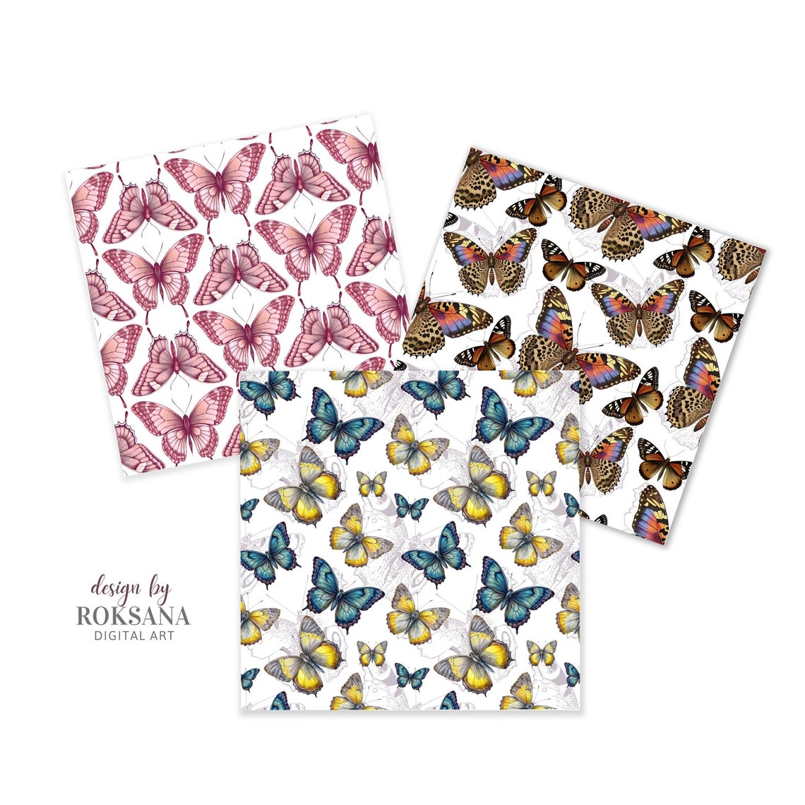 Butterfly Vintage Watercolor Paper, Scrapbooking, Collage (digital ...