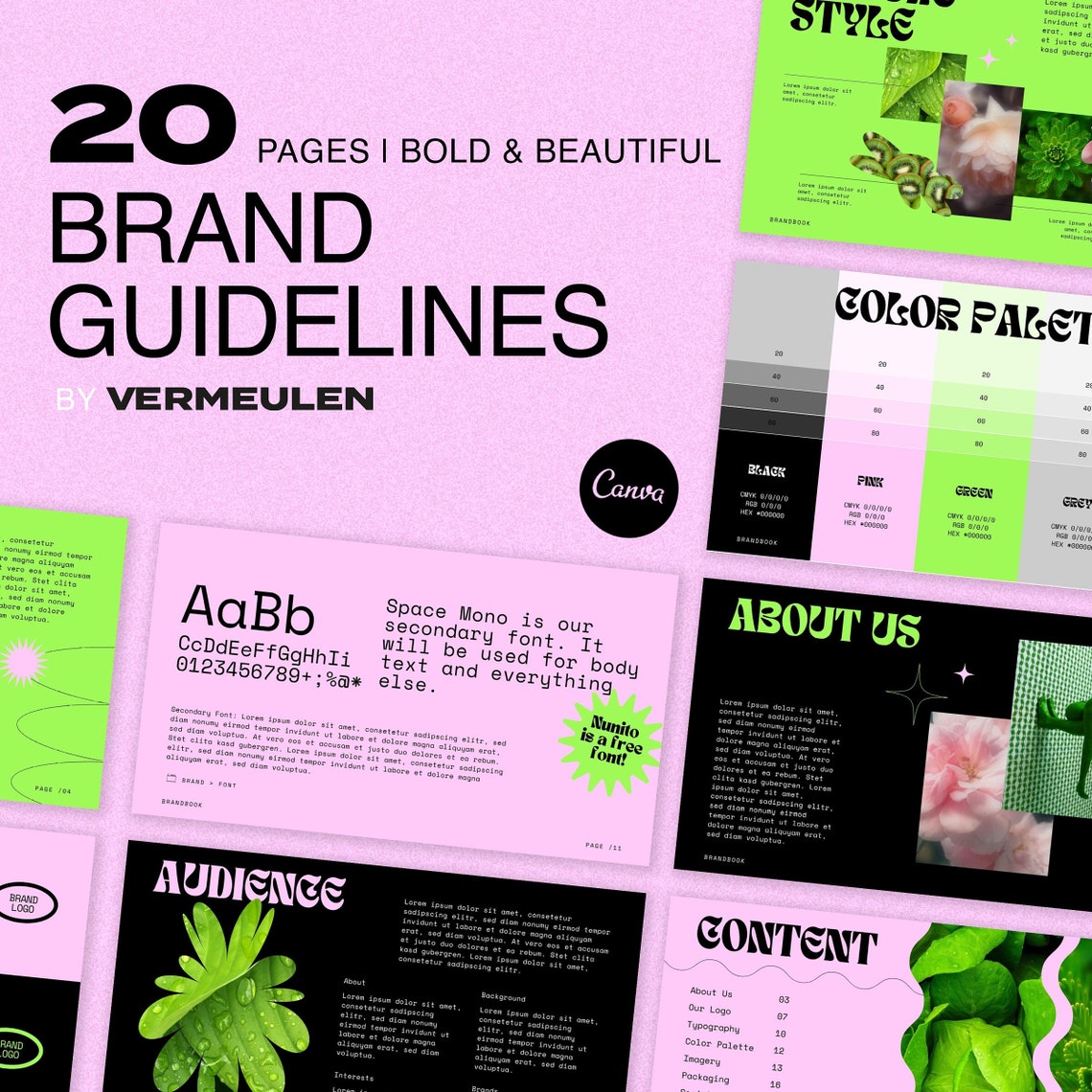 Brandbook Template CANVA BOLD Techno Digital Black Aesthetic Marketing ...