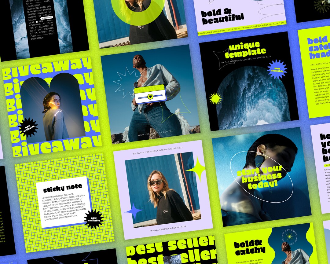 80 Instagram Post Template Bundle CANVA | BOLD | Techno Digital Black ...