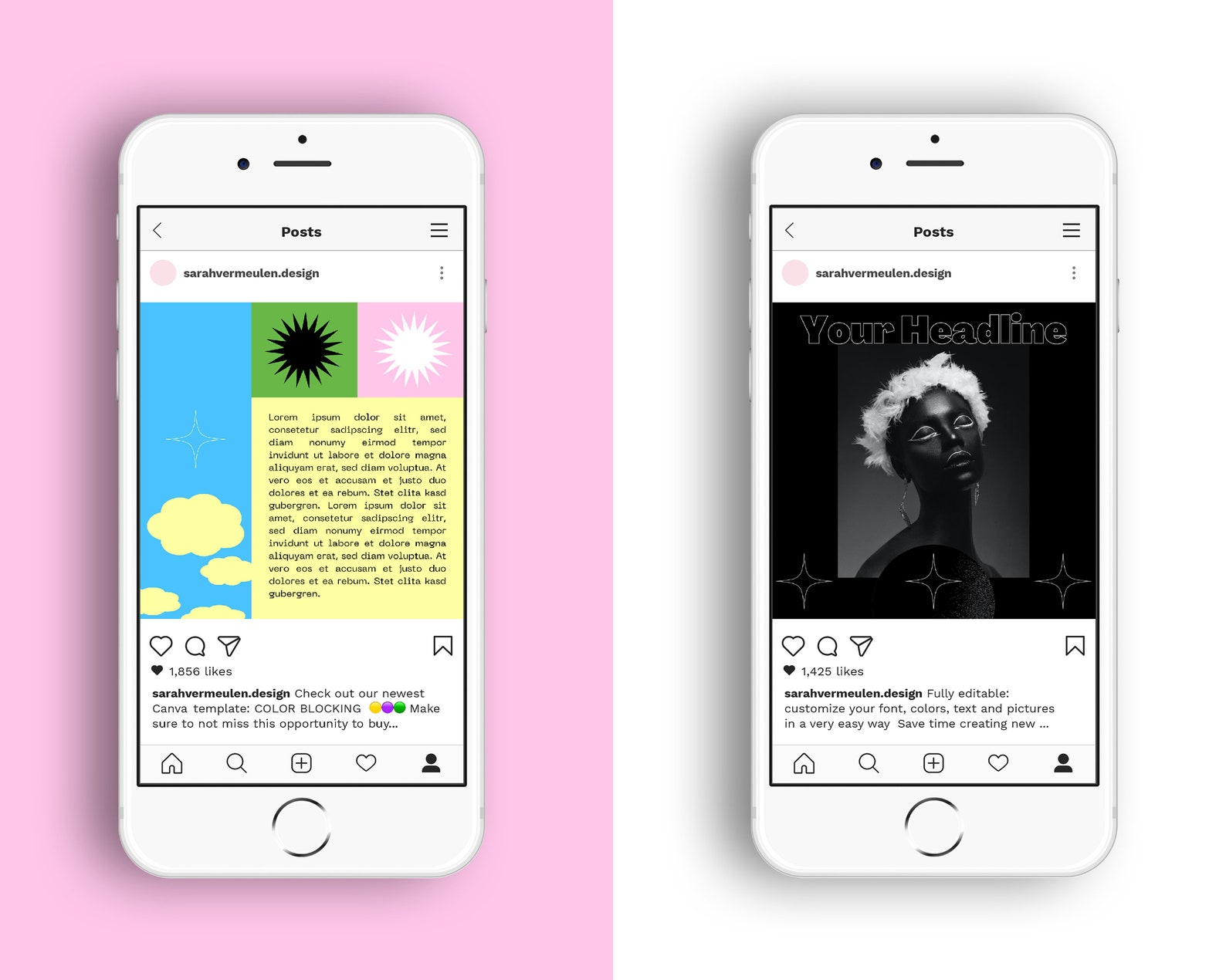 80 Instagram Post &story Template Bundle CANVA COLOR BLOCKING Digital ...