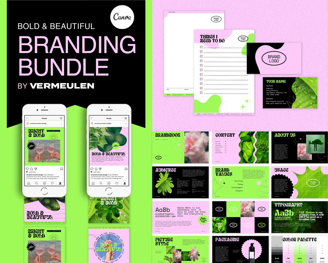 Branding Bundle CANVA BOLD Brandbook Template Social Media - Etsy
