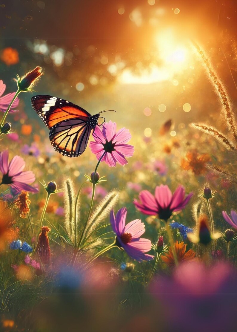 Monarch Butterfly Spring Meadows Art - Digital Download | Butterfly PNG ...