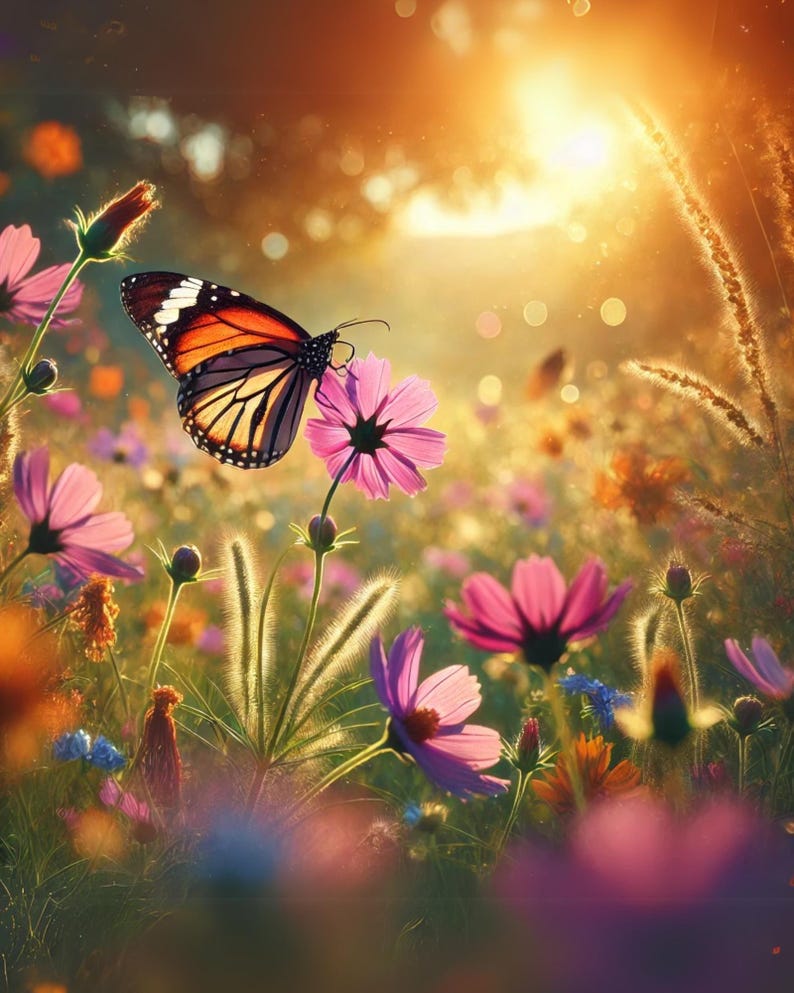Monarch Butterfly Spring Meadows Art - Digital Download | Butterfly PNG ...