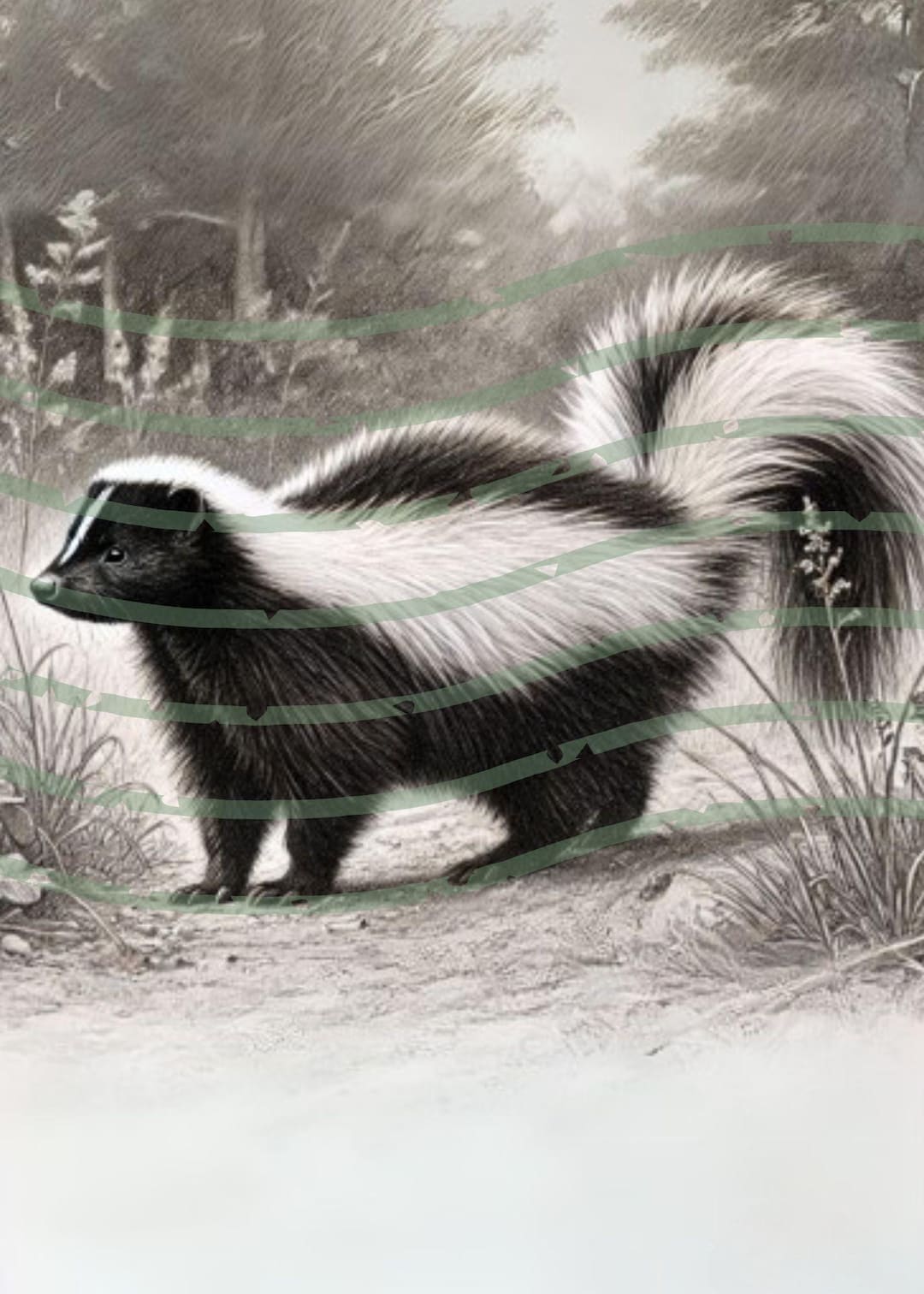 Elegant Skunk Wildlife Digital Art, Wildlife Prints, Decore Instant ...