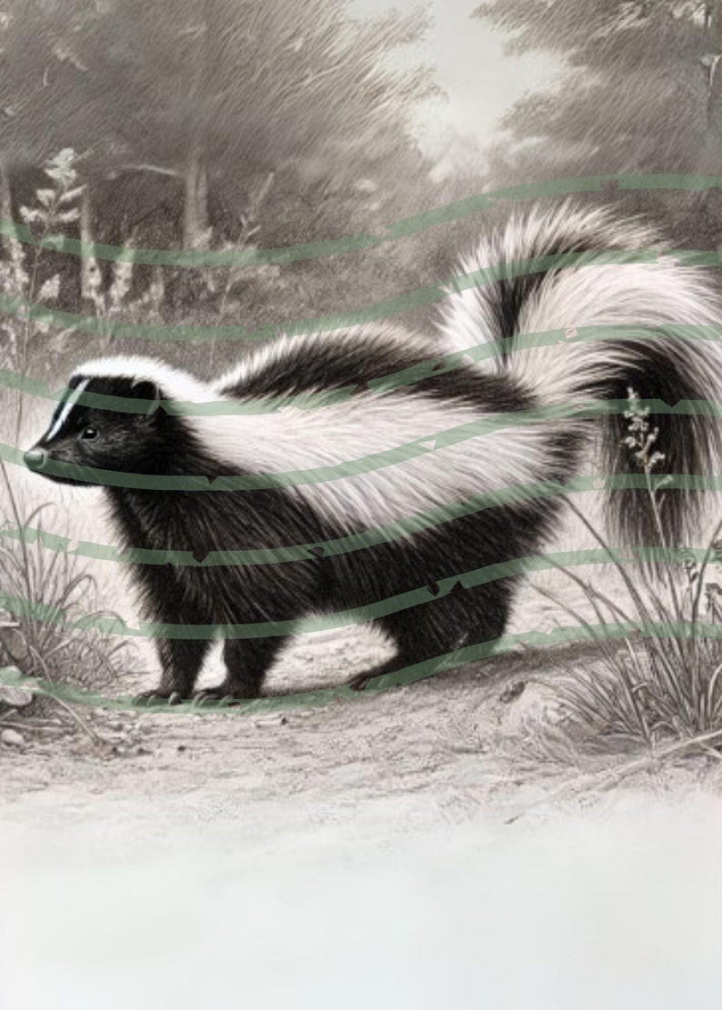 Elegant Skunk Wildlife Digital Art, Wildlife Prints, Decore Instant ...