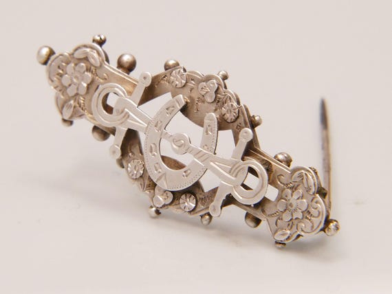 Antique Victorian Good Luck Silver Brooch Pin Horsesh… - Gem