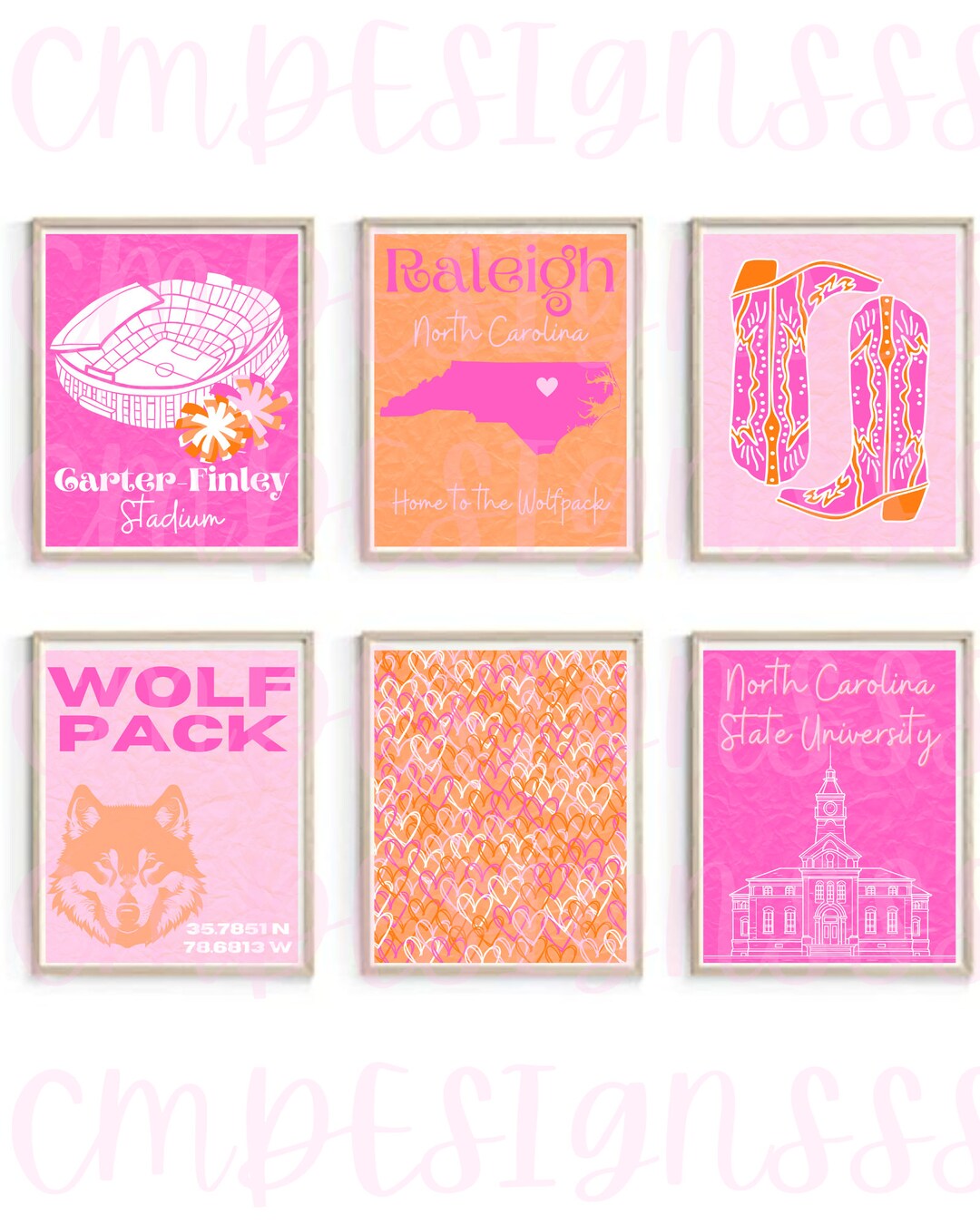 NC State Digital Downloads Pink Orange North Carolina College Dorm ...