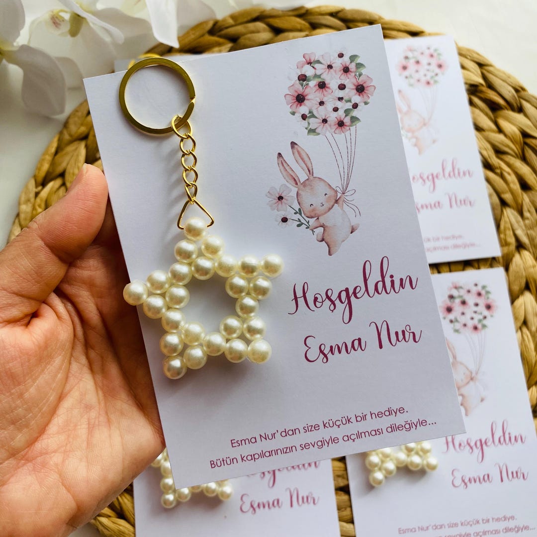 Keychain Favors for Baby Shower, 32 Design Options, Pearl Star ...