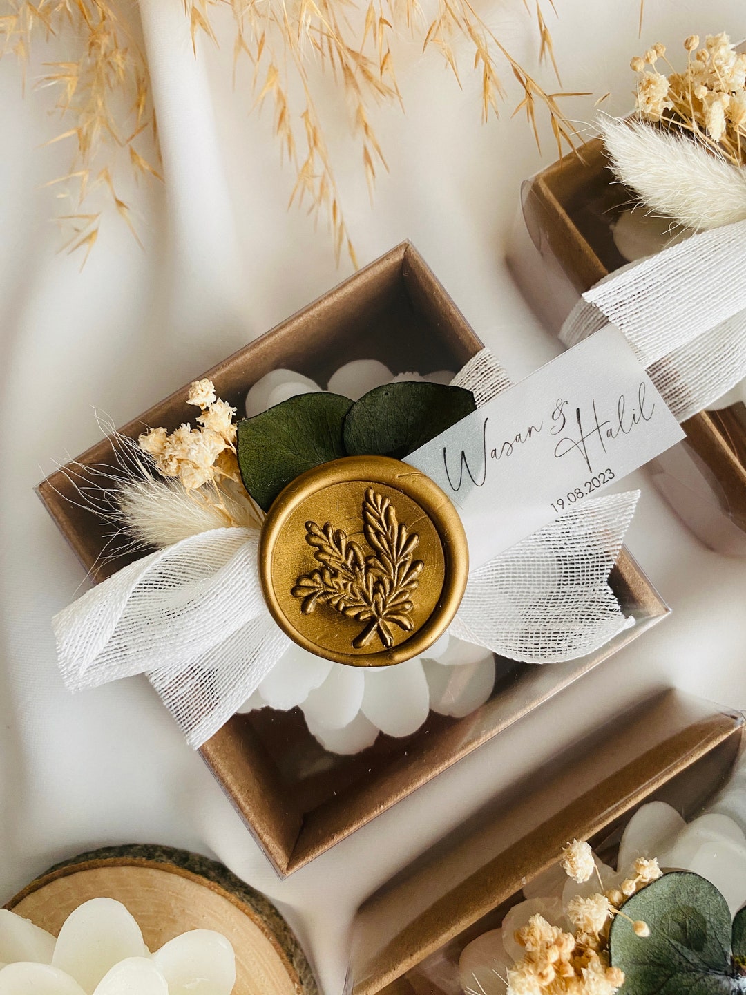 Wedding Candle Favor for Guest in Bulk, Flower Candle Favors, Engagement Candle Favor, Baptism ...