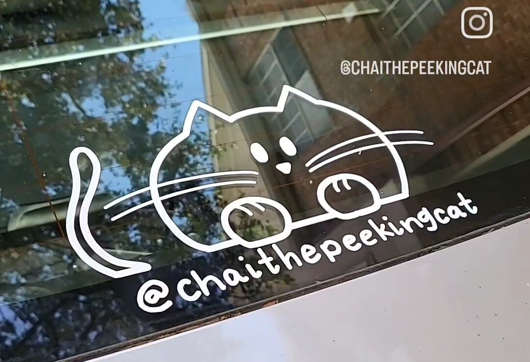 Chai Car Decal | Chai the Peeking Cat Stickers - Etsy