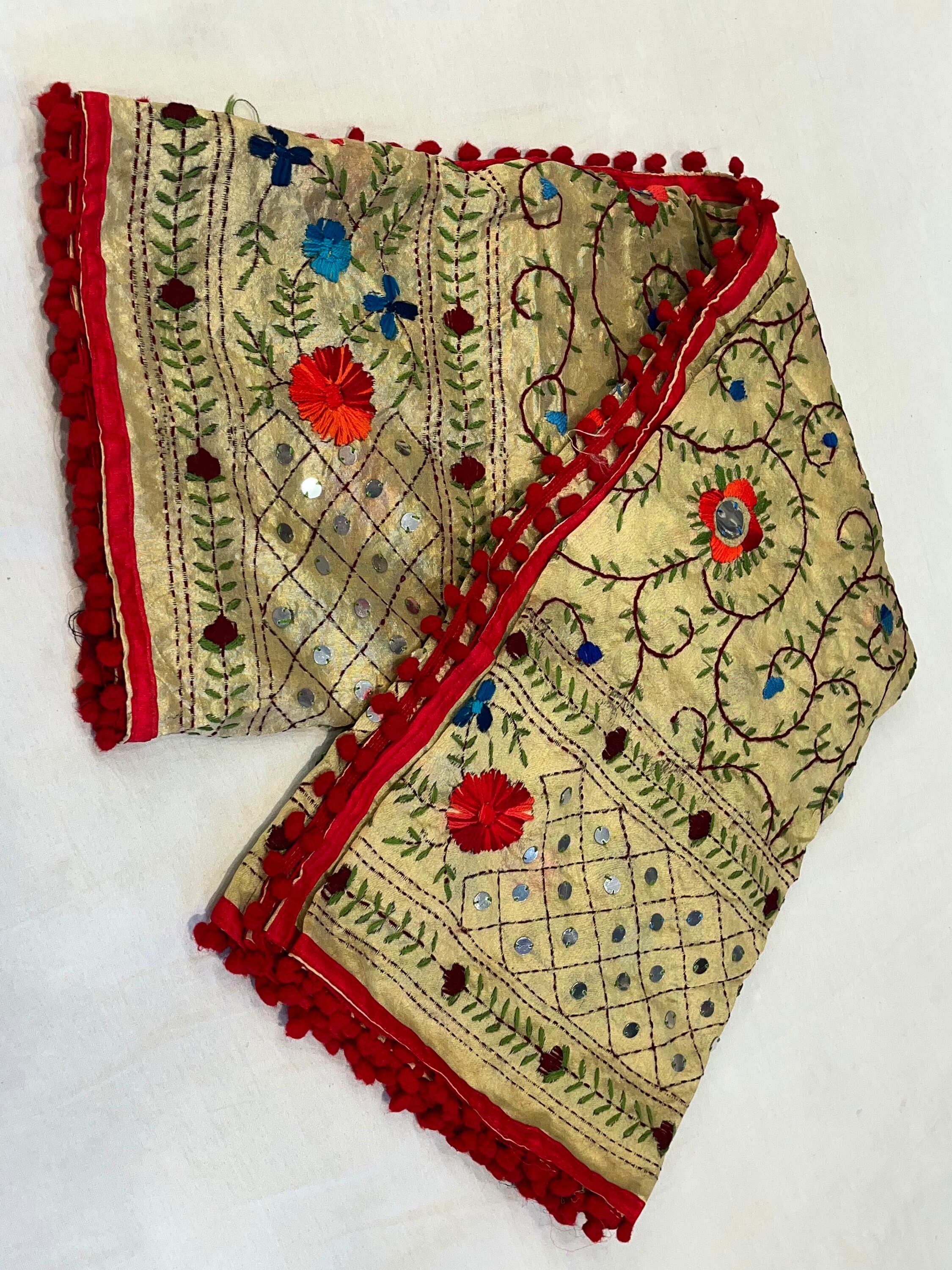 All Handmade Phulkari Heavy Dupatta, Chanderi Women Party Wear Dupatta ...