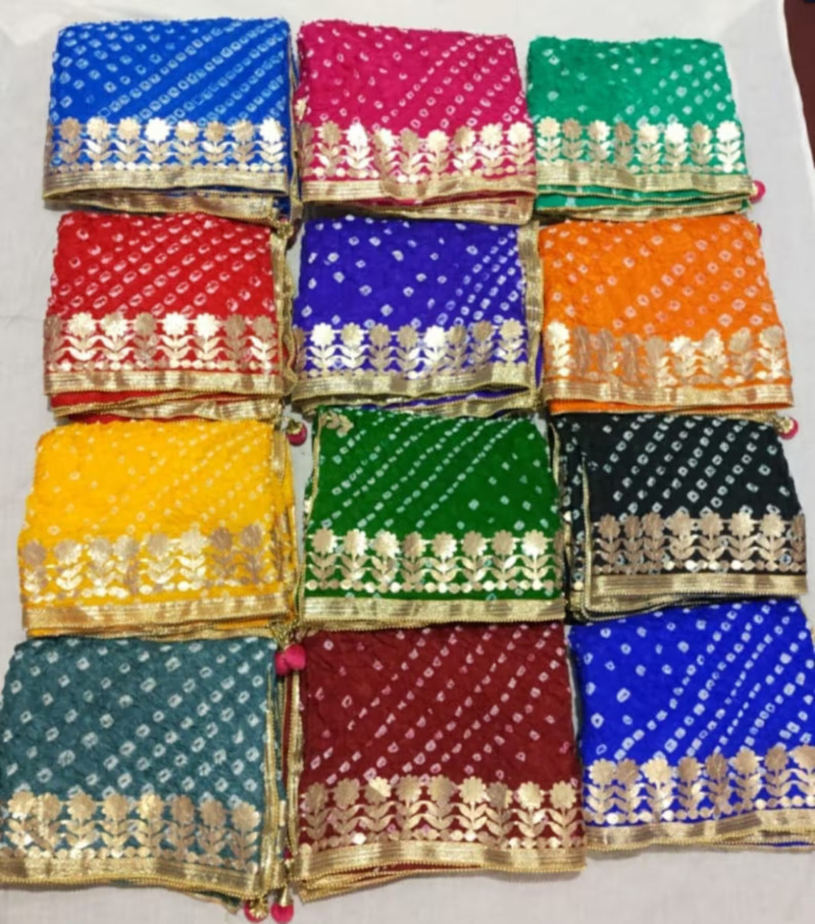 Handmade Bandhani Bandhej Solid Color Dupatta, Bohemian Women ...